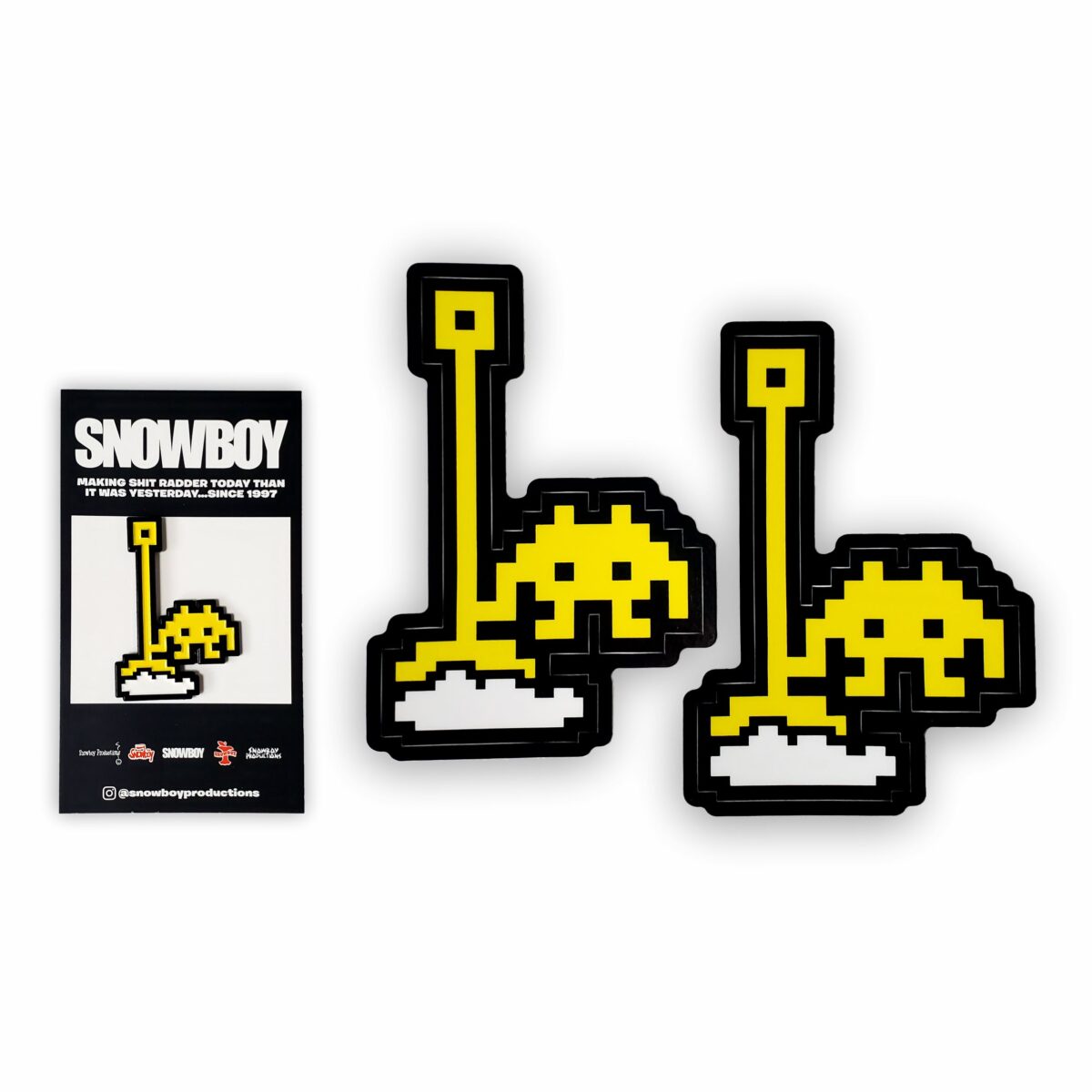 "BIT-BIT" PIN AND STICKERS PACK - Snowboy Productions